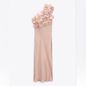 Zara | Dresses | Zara Pink Ruffled Satin Effect Dress | Poshmark